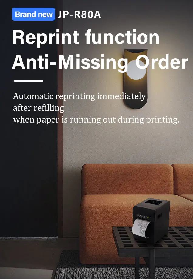 JP-R80A Jprinter Auto Cutter Thermal Printer for 80mm Receipts, WiFi ...