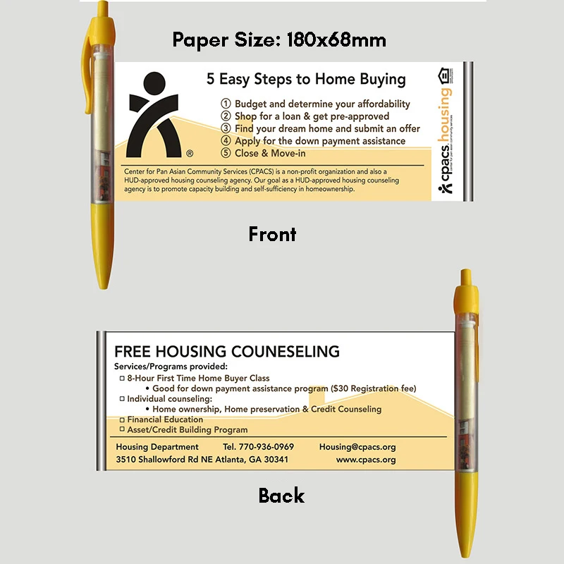 Customized Design Rollout Paper Pen Pullout Banner Pen