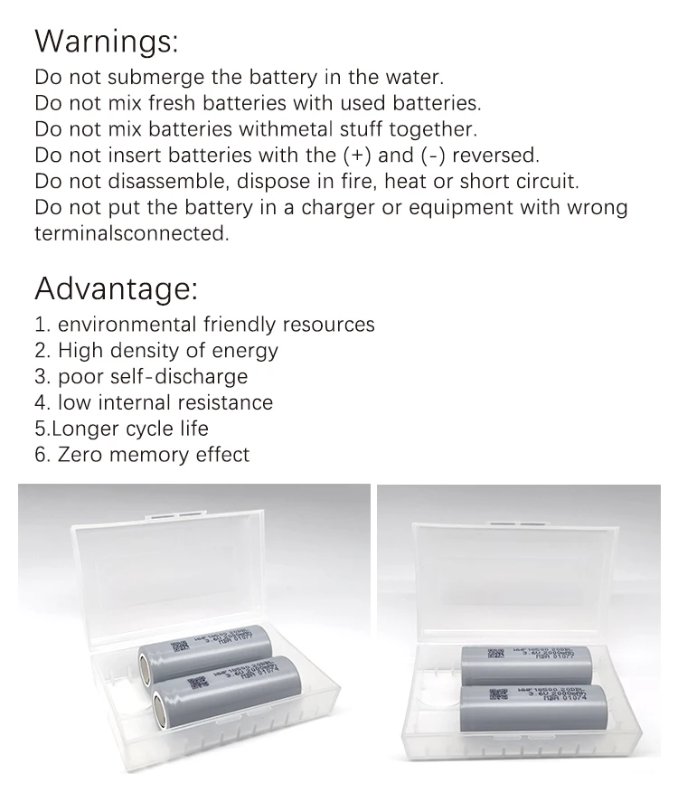 Special Cylinder Lithium Ion Battery 18500 3.6v 2000mah Cells For ...