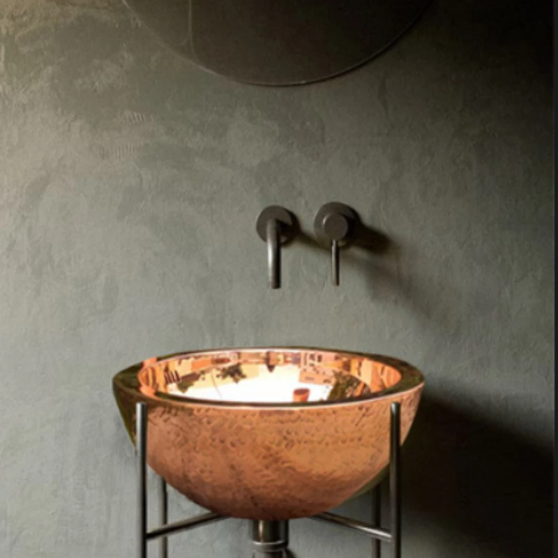 Custom Hand Crafted Hand Hammered Round Single Bowlcounter Topwash ...