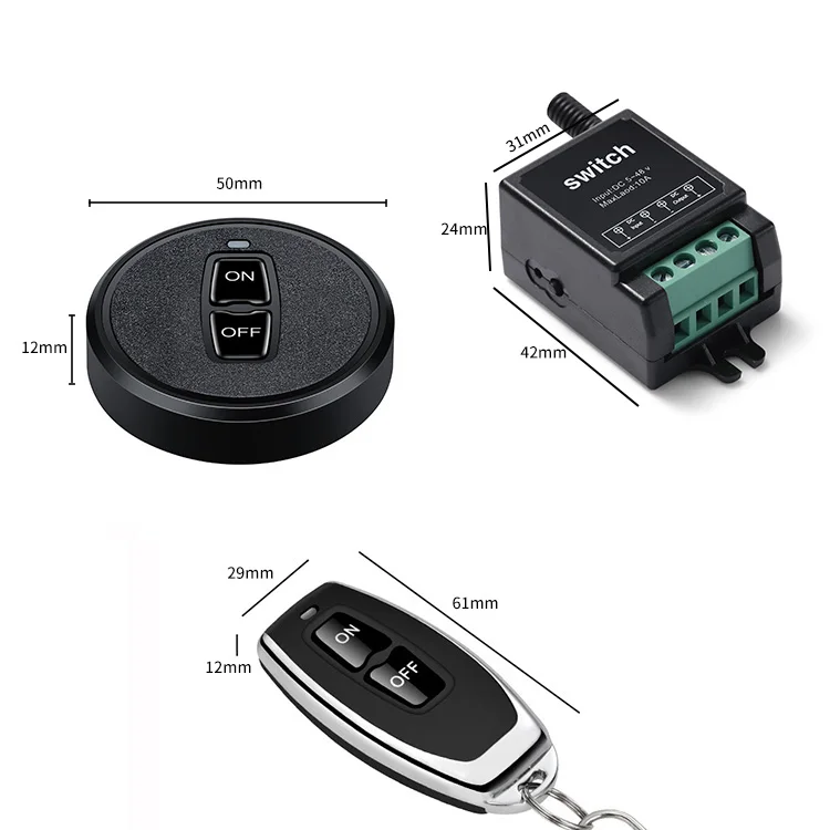 GLC Mini RF 433Mhz 10a Relay DC 5v 6v 9v 24v 36v 48v 12v Wireless Switch 12v Wireless Remote ...