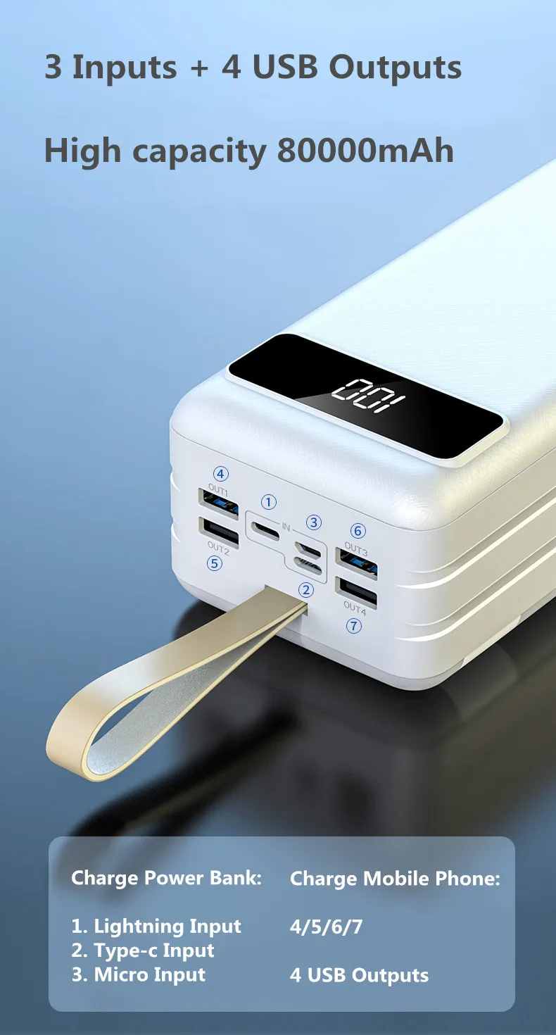 Popular Products 80000mah Super Capacity Power Bank 4 Usb Output 80000 ...