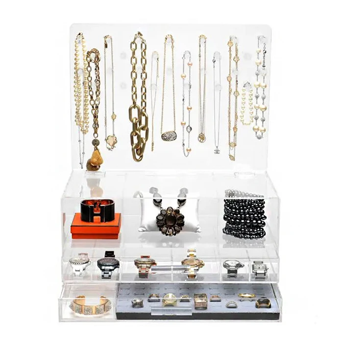 3 Layers Large Acrylic Jewelry Display Box Clear Acrylic Jewelry ...