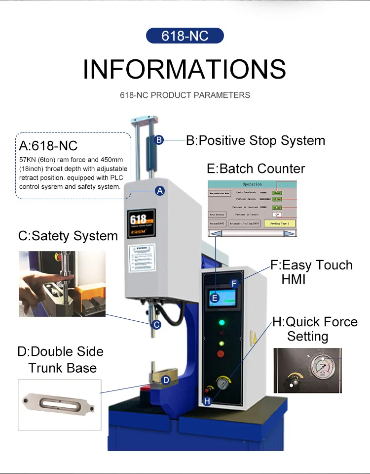 M3-M12 Clinching Nut M3-M10 Threaded Bolt Auto Feed System Touch Screen ...