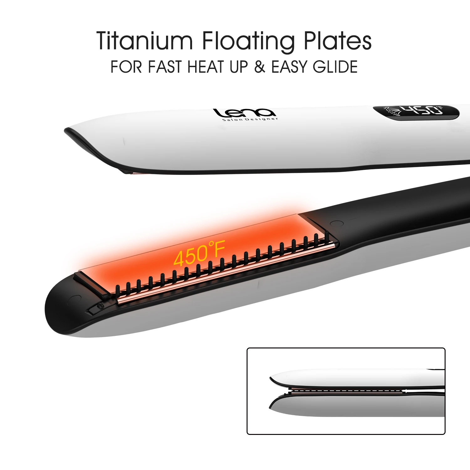 Lena 450° 2 in 1 Portable Hair Steam Straightener - Titanium Flat Iron ...