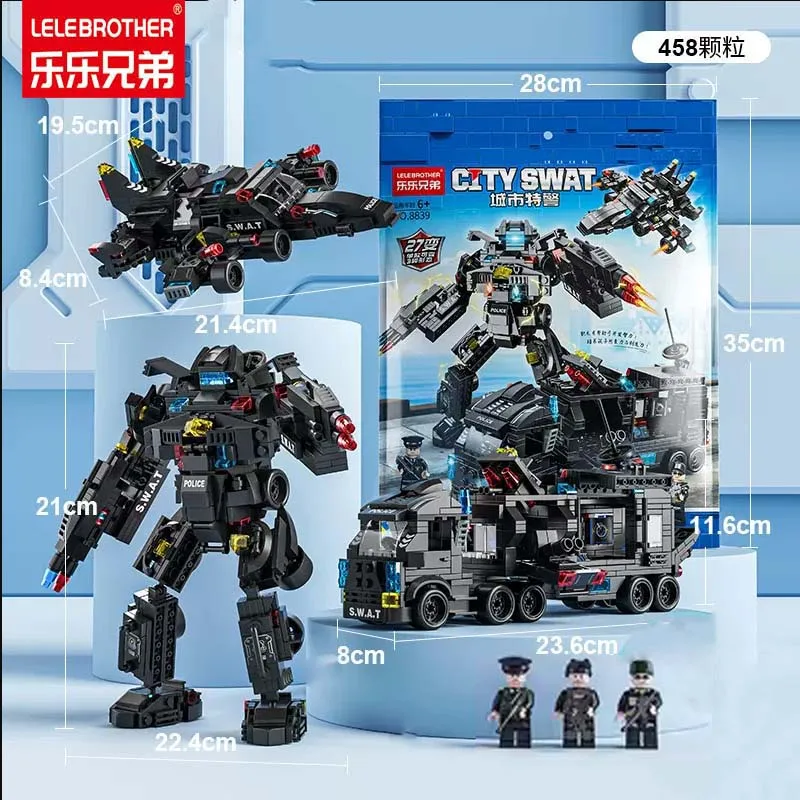 Lele Brother City Swat Police Building Block Assembling Toy Deformation ...