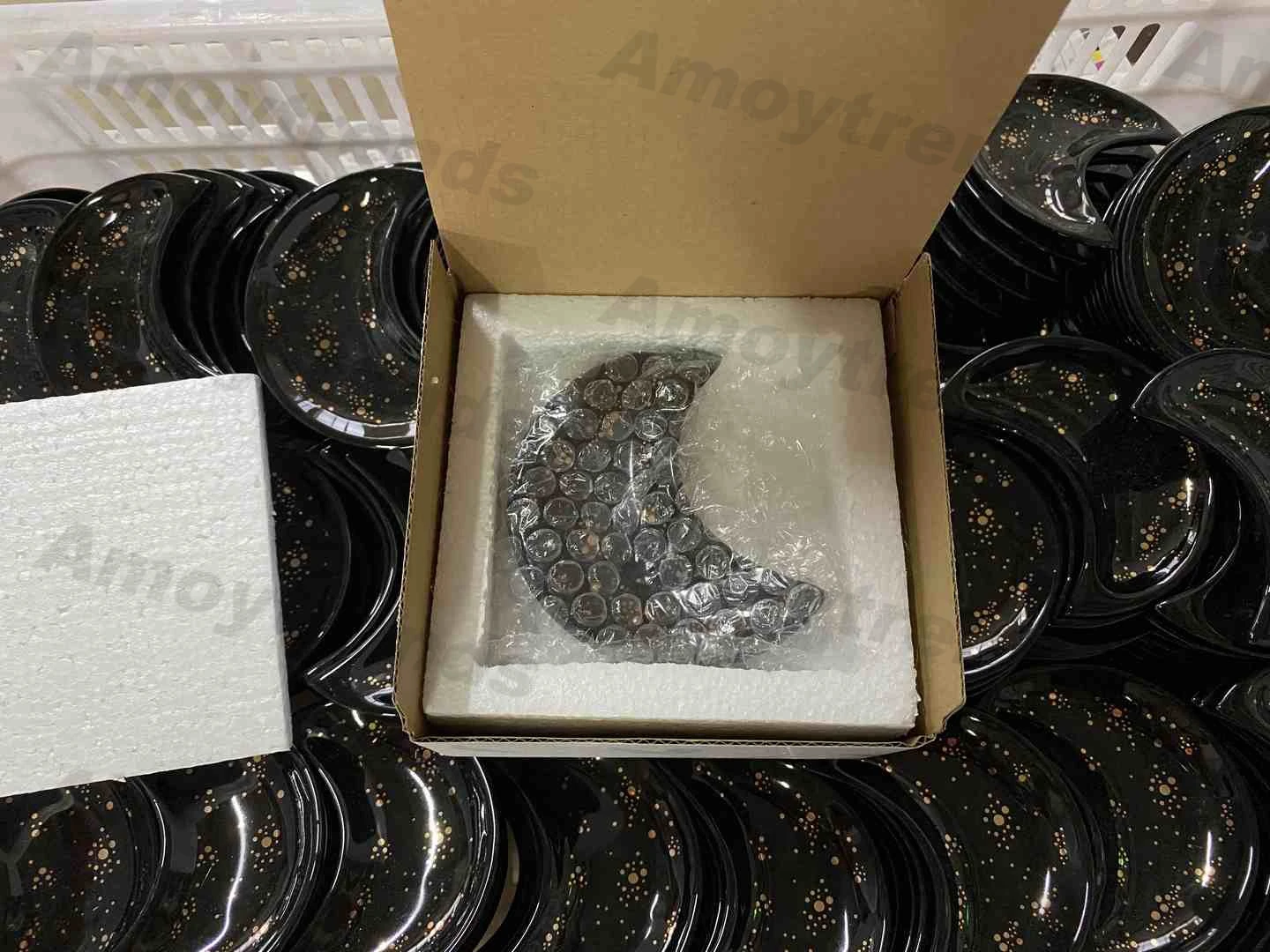 Celestial Crescent Moon Shaped Ceramic Trinket Dish Jewelry Moon Ring ...