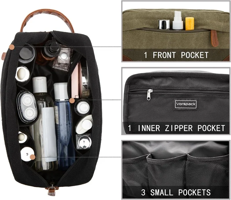 Large Capacity Custom Canvas Shaving Bag Travel Toiletry Bag For Men ...