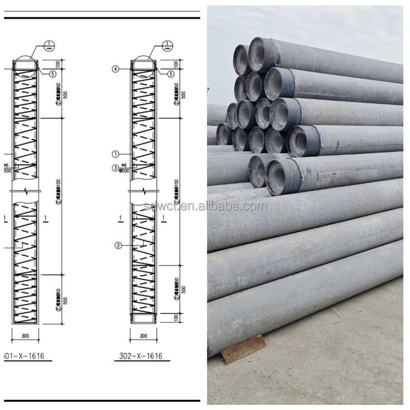 11meters Reinforced Concrete Poles Made In China High Strength ...