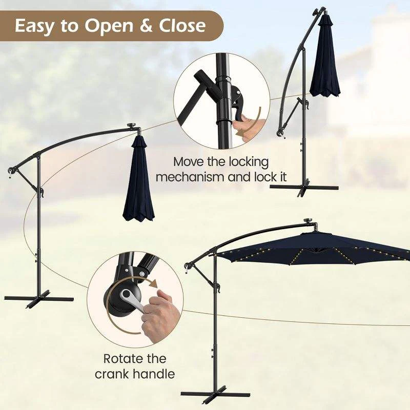 Outdoor Adjustable Cantilever 3M Beach Parasol Umbrella Garden Sun ...