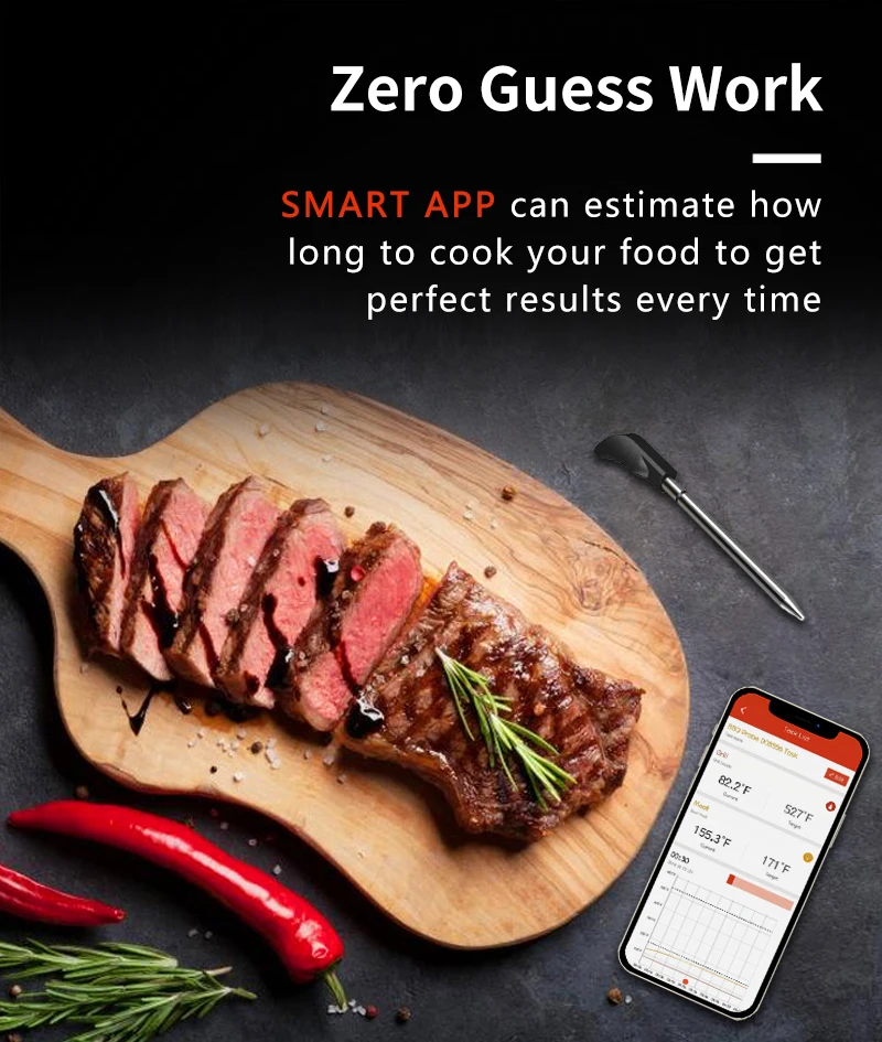 Digital Wireless Meat Thermometer BBQ Probe for Grilling and Smoking ...