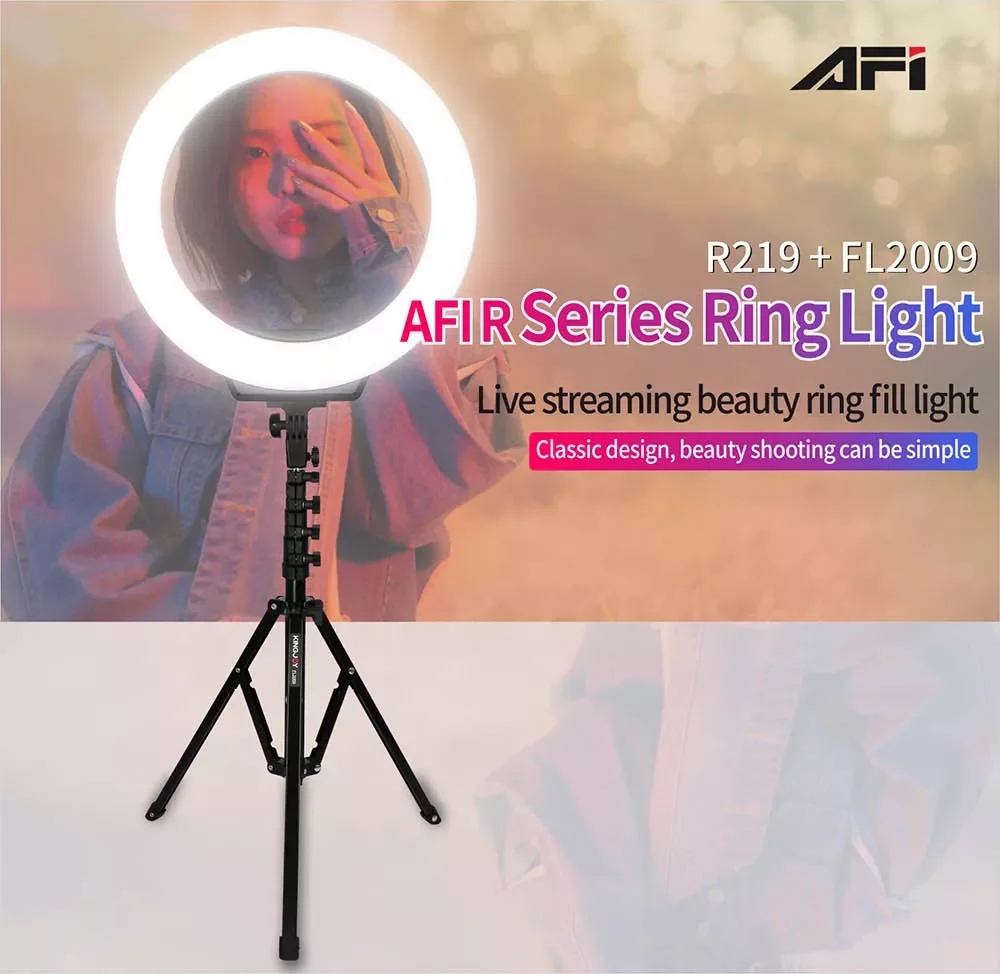 AFI R219 Photography Video Circle LED Ring Light for Makeup Camera