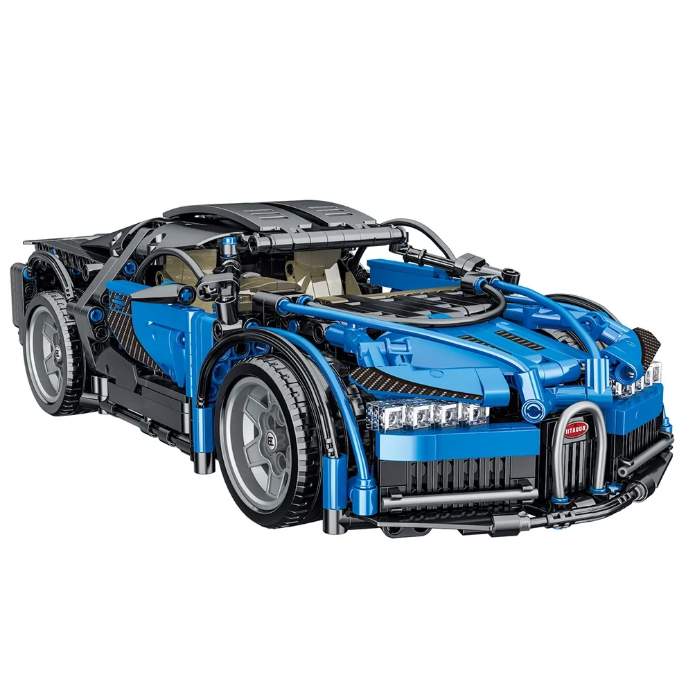 Large Bugatti Model Blue Super Racing Car Building Block With 1225 PCS ...
