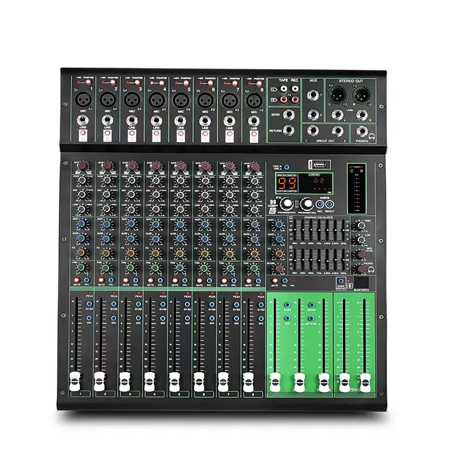8 Channels Music Professional Record Mixer Console Audio