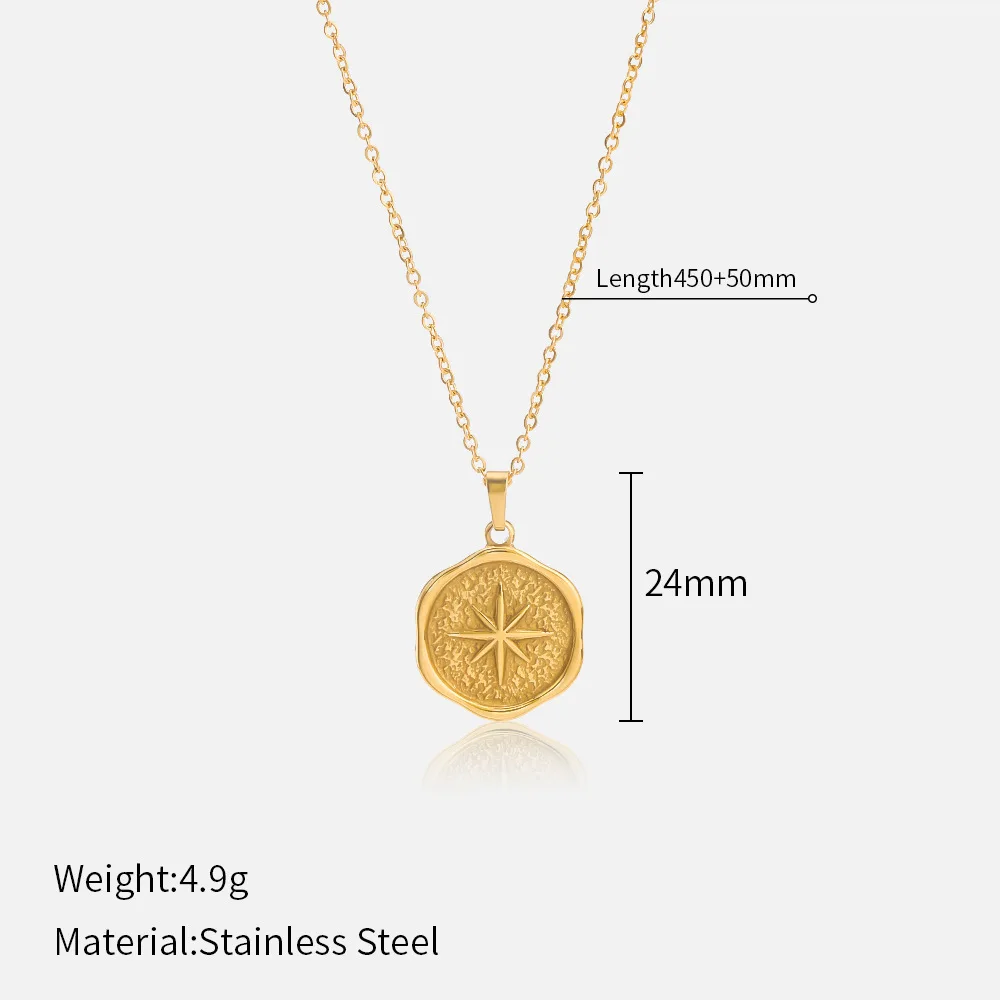 Non Tarnish Water Proof Jewelry - Vintage 18K Gold Star Moon Pendant