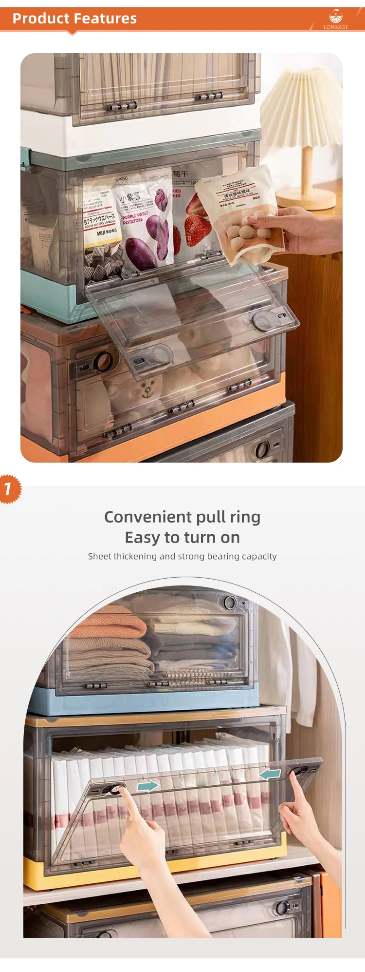 Eco-friendly 50l Large Capacity Plastic Clothing Organizer Storage Box ...