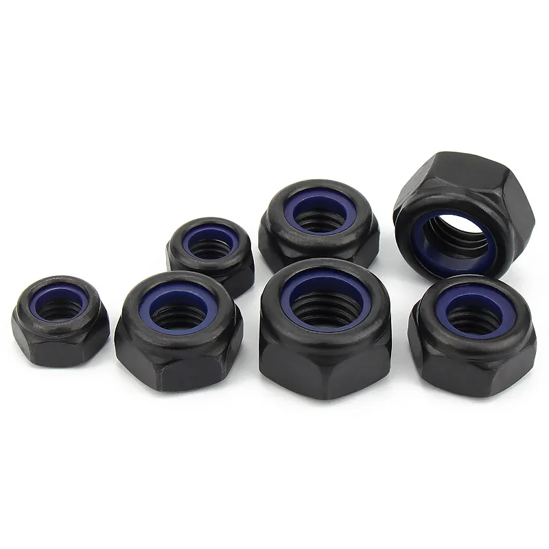 Din985 Stainless Steel Lock Nut M2M2.5M3M4M5M6M8M10M12 Black Nylon Insert Lock Nut Self-locking ...