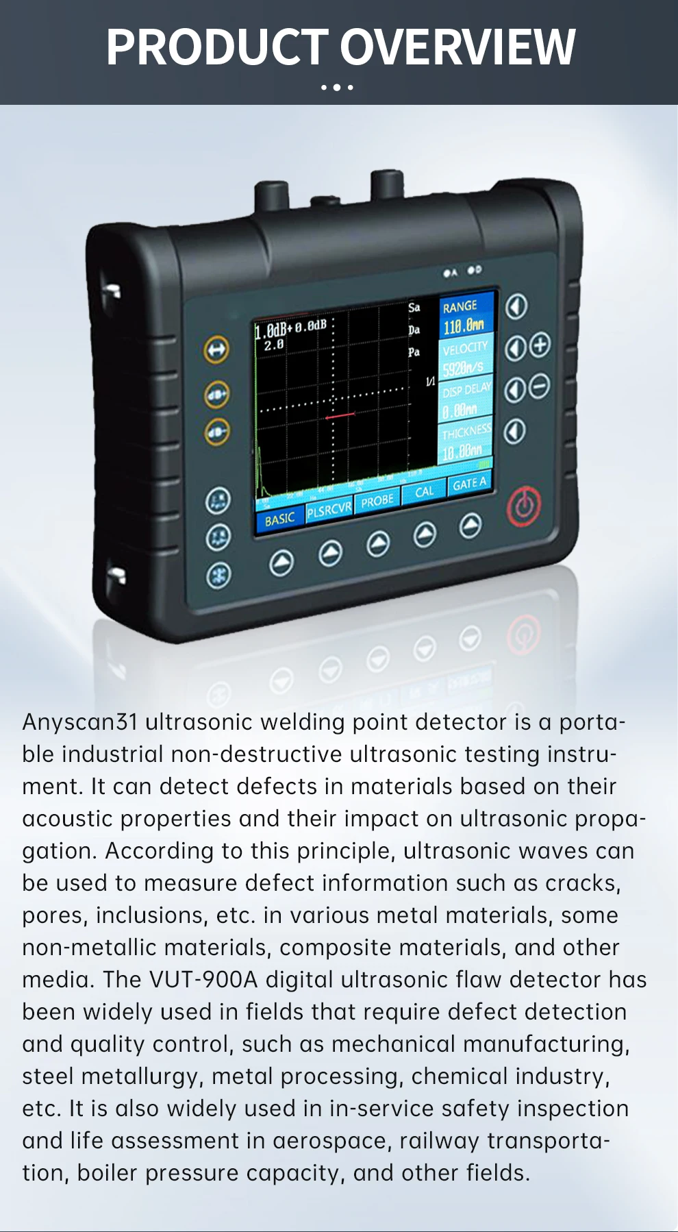 Handed Portable Ultrasonic Flaw Detector AWS Certified Metal Testing ...