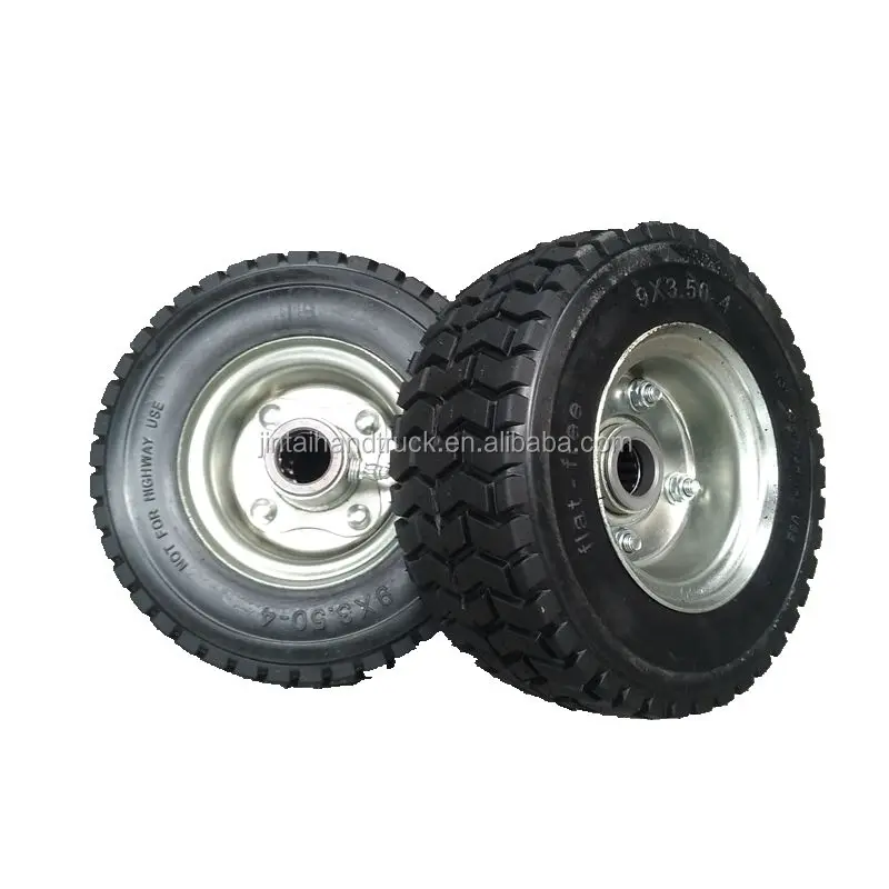 Heavy Duty Solid Rubber Semi-pneumatic Turf Rubber Wheels 9x350-4 ...