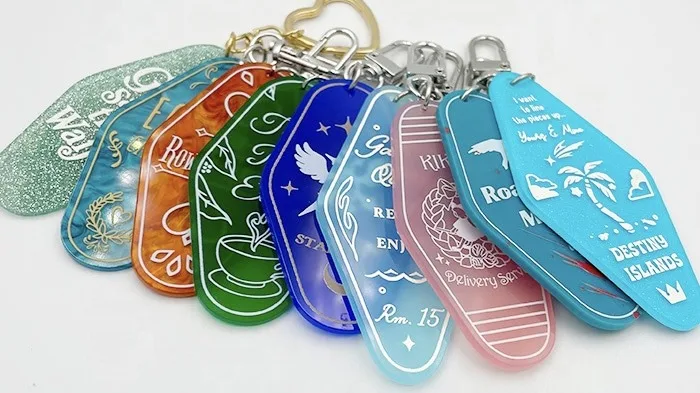 Custom Cute Glitter Acrylic Keychain Blanks Motel Keychain Heart ...