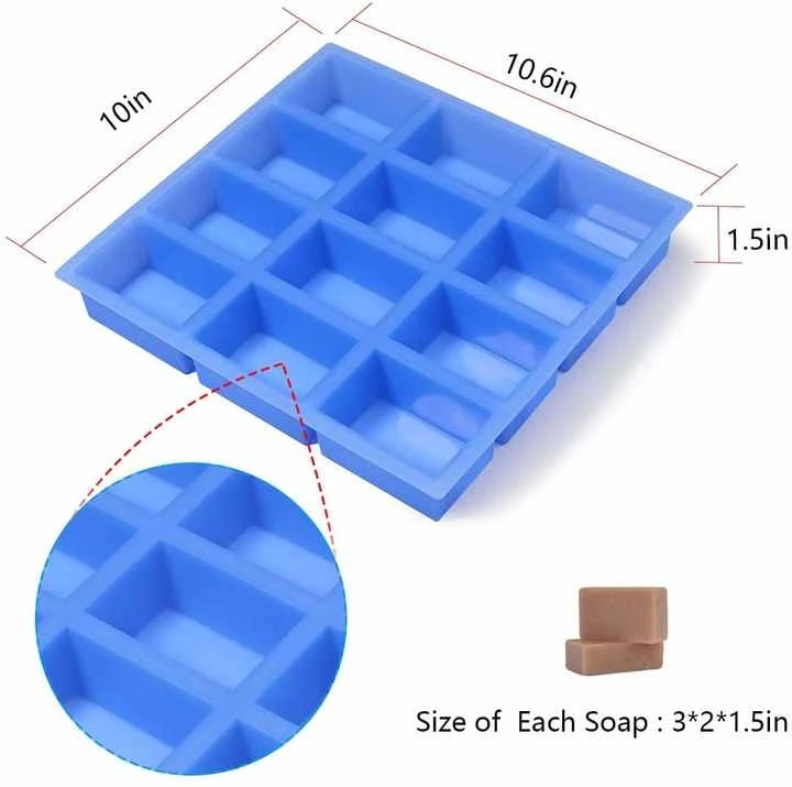 Eco-friendly Silicone Bar Soap Molds - 12 Cavity Options