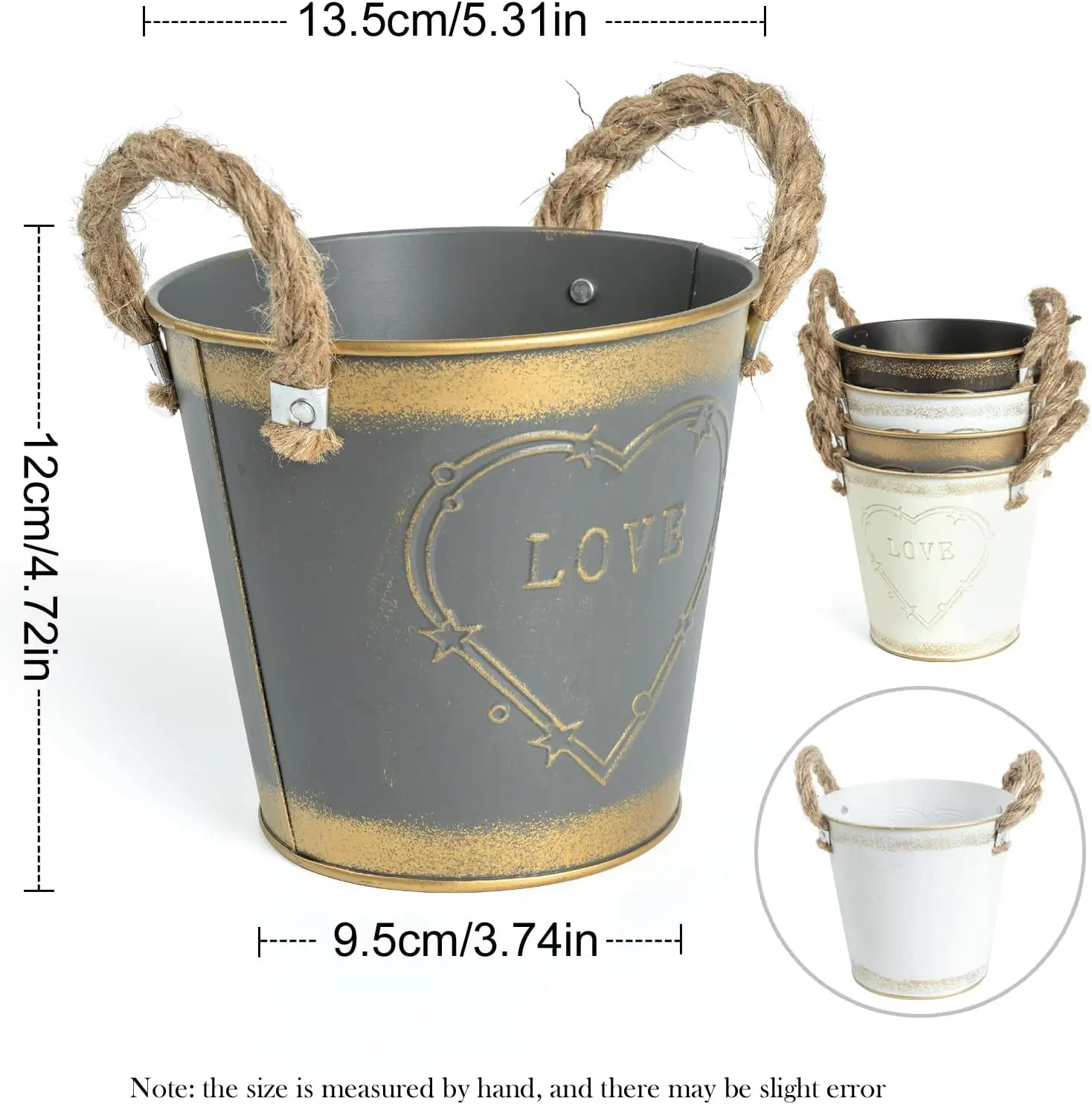 Rustic Antique Small Metal Container Bucket With 'Love' Quote and Twine ...