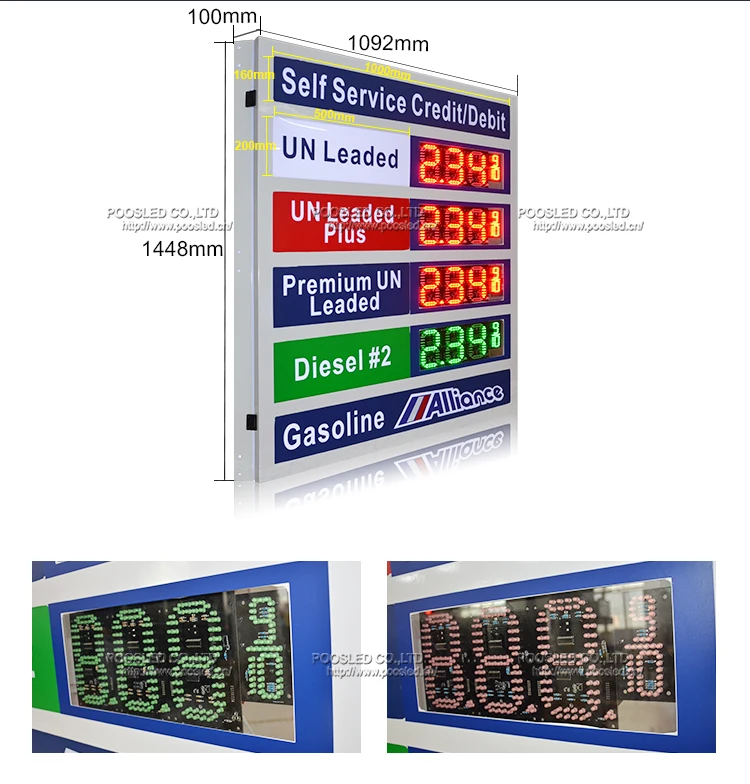 Outdoor Led Programming Sign Display Gas Stations Led Display Gas ...