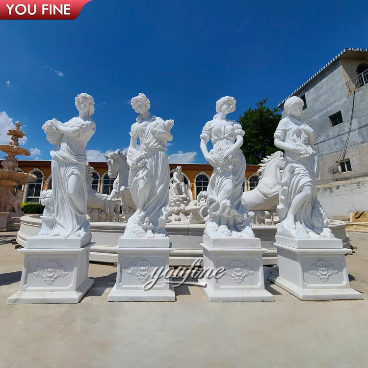 Outdoor Garden Life Size Marble Four Season Goddess Sculpture - Natural ...