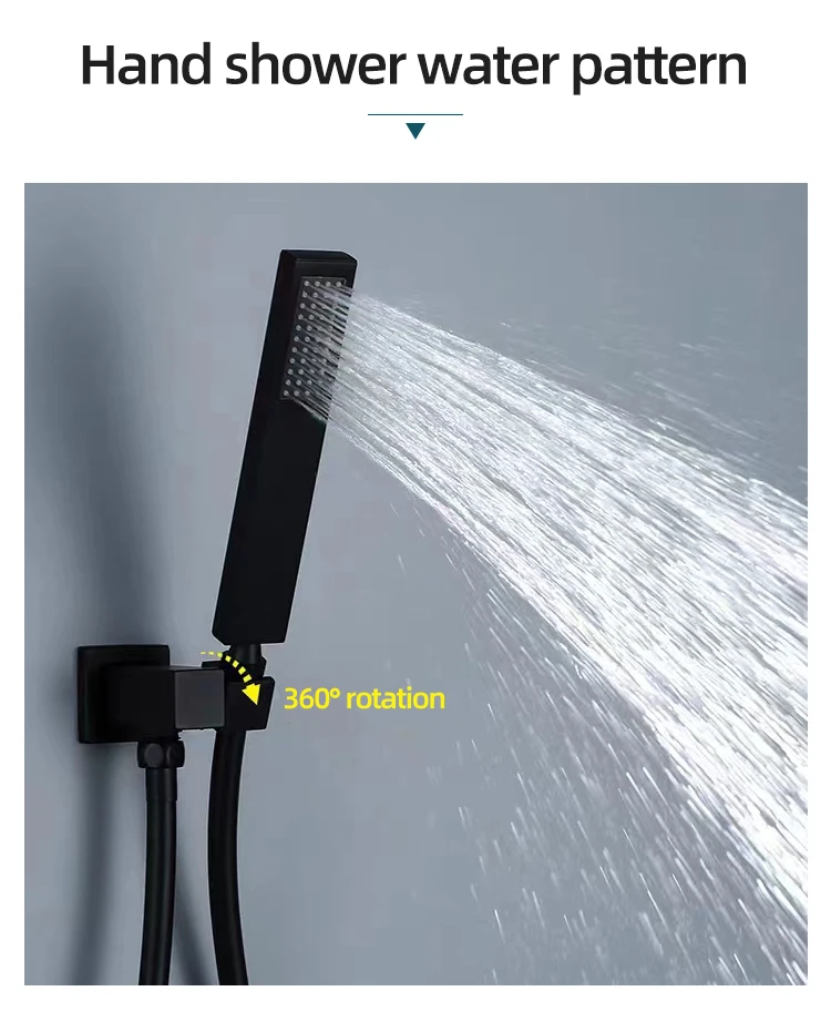 Luxury Black Brass Ceiling Hiding Wall Hiding Rain Shower Collection ...