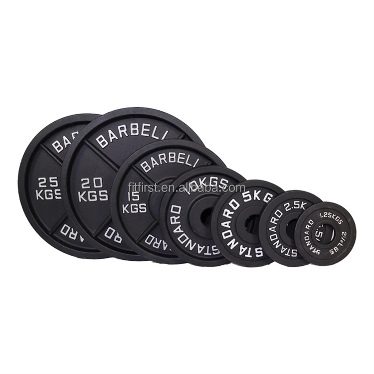 FitFirst Standard Black Metal Free Weight Barbell 2 Inch Plate Disks ...