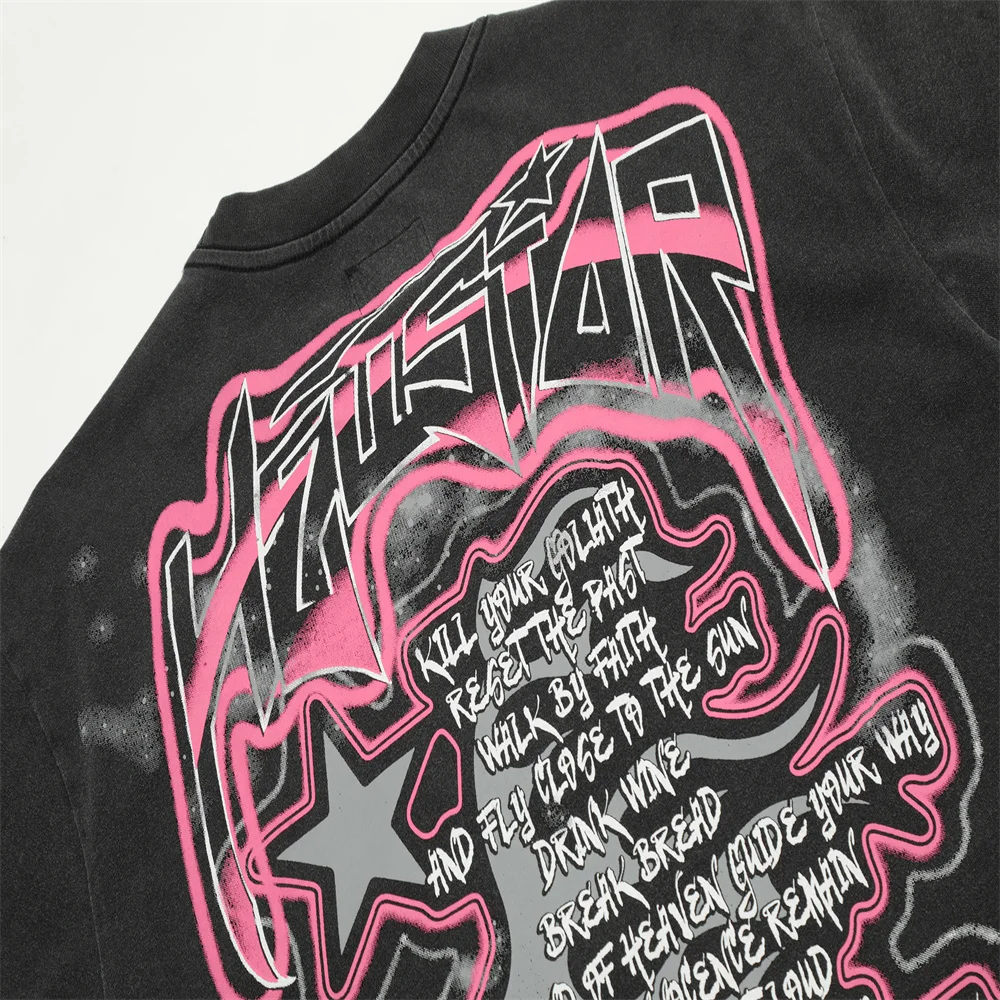 Hellstar Summer American Fashion Creative Fun Print Retro Distressed ...