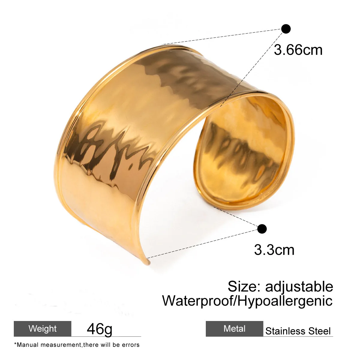 ERESI New Trend 18K Gold Plated Wide Bracelets Gift Stainless Steel ...