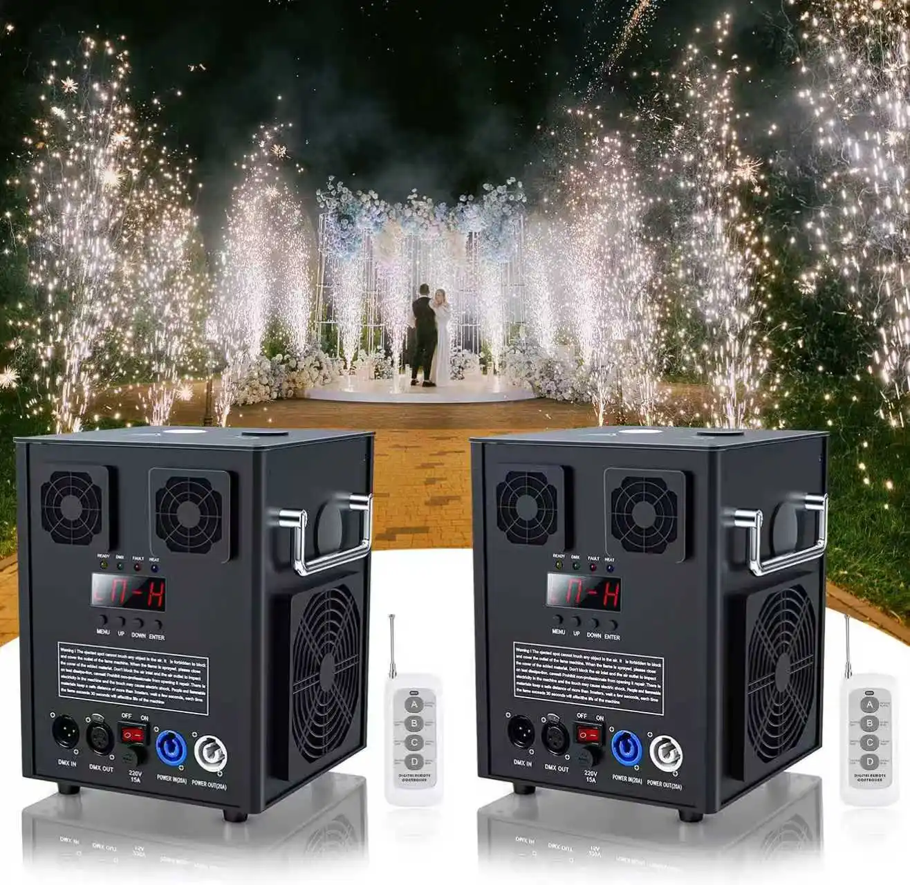 LED Cold Spark Machine Portable 700W Remote Control DMX512 Wedding ...