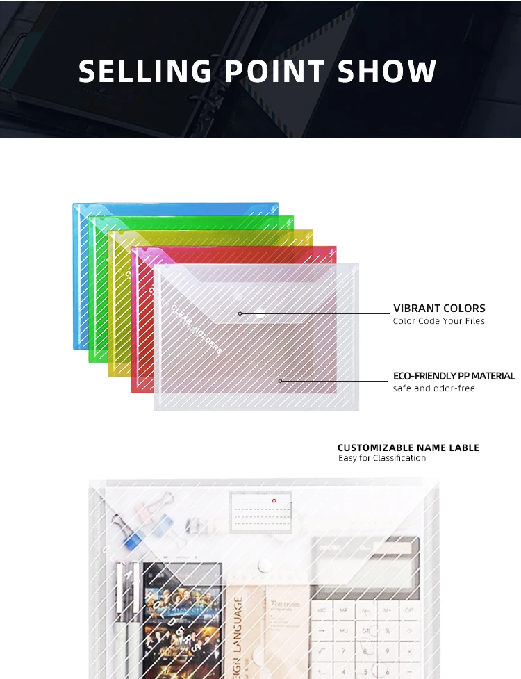 A4 Foolscap A5 Size Snap Button Transparent Plastic Envelope Document ...