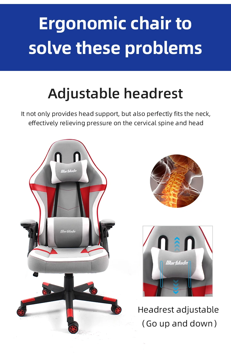 High Back Leather Adjustable Armrest Gaming Chairs for Comfort