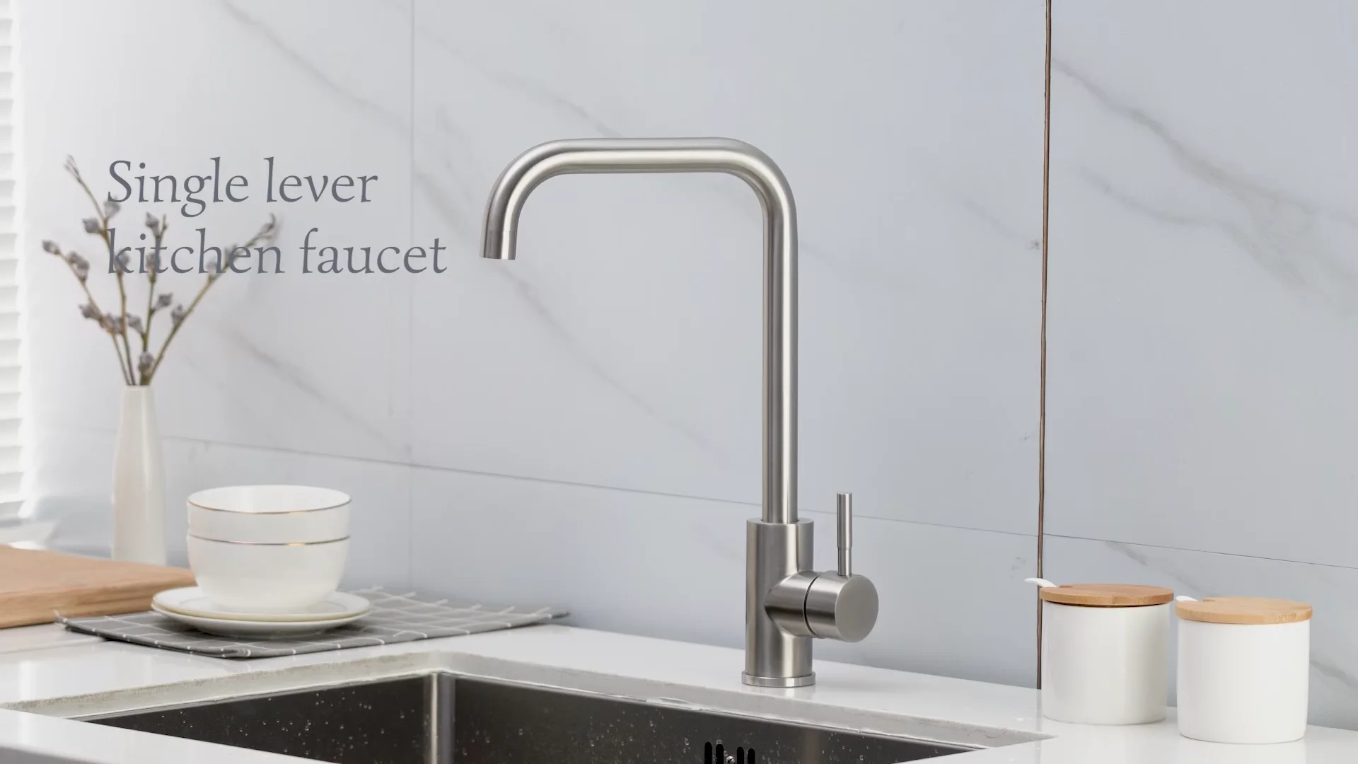 Easy Installation Brushed Nickel Ss304 Faucet Sink Taps Kitchen Mixer ...