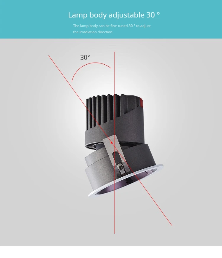 Adjustable Rotating Cob Dali Dimmable Recess Spotlight Downlight Anti Glare Wall Washer Recessed ...