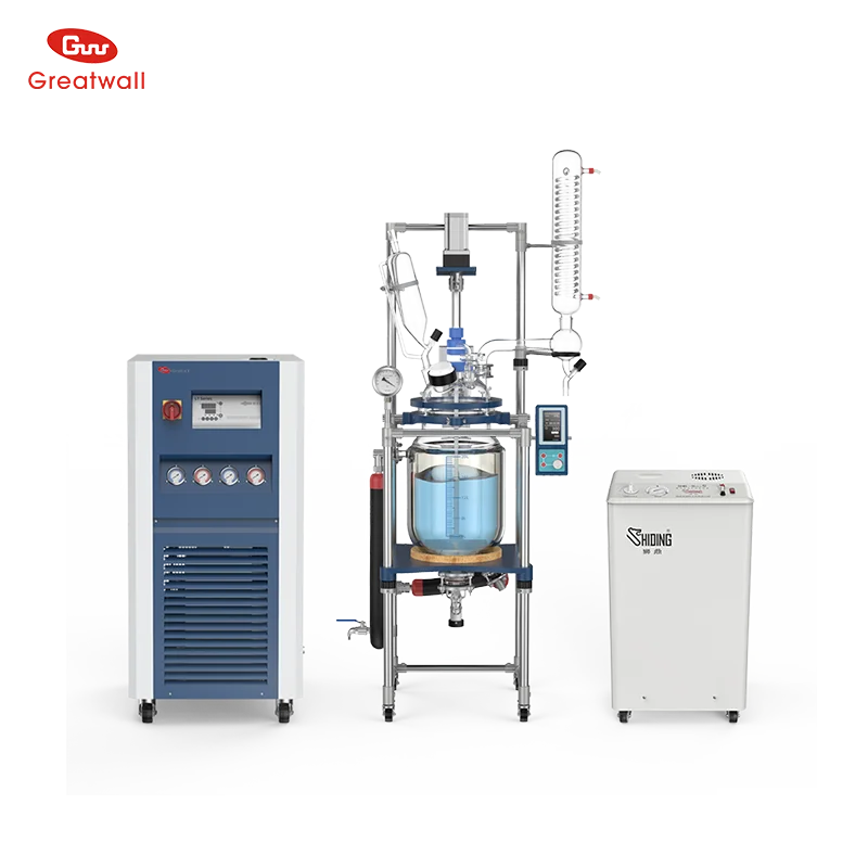 5L Jacketed Glass Reactor with Cooling Chiller & Vacuum Pump