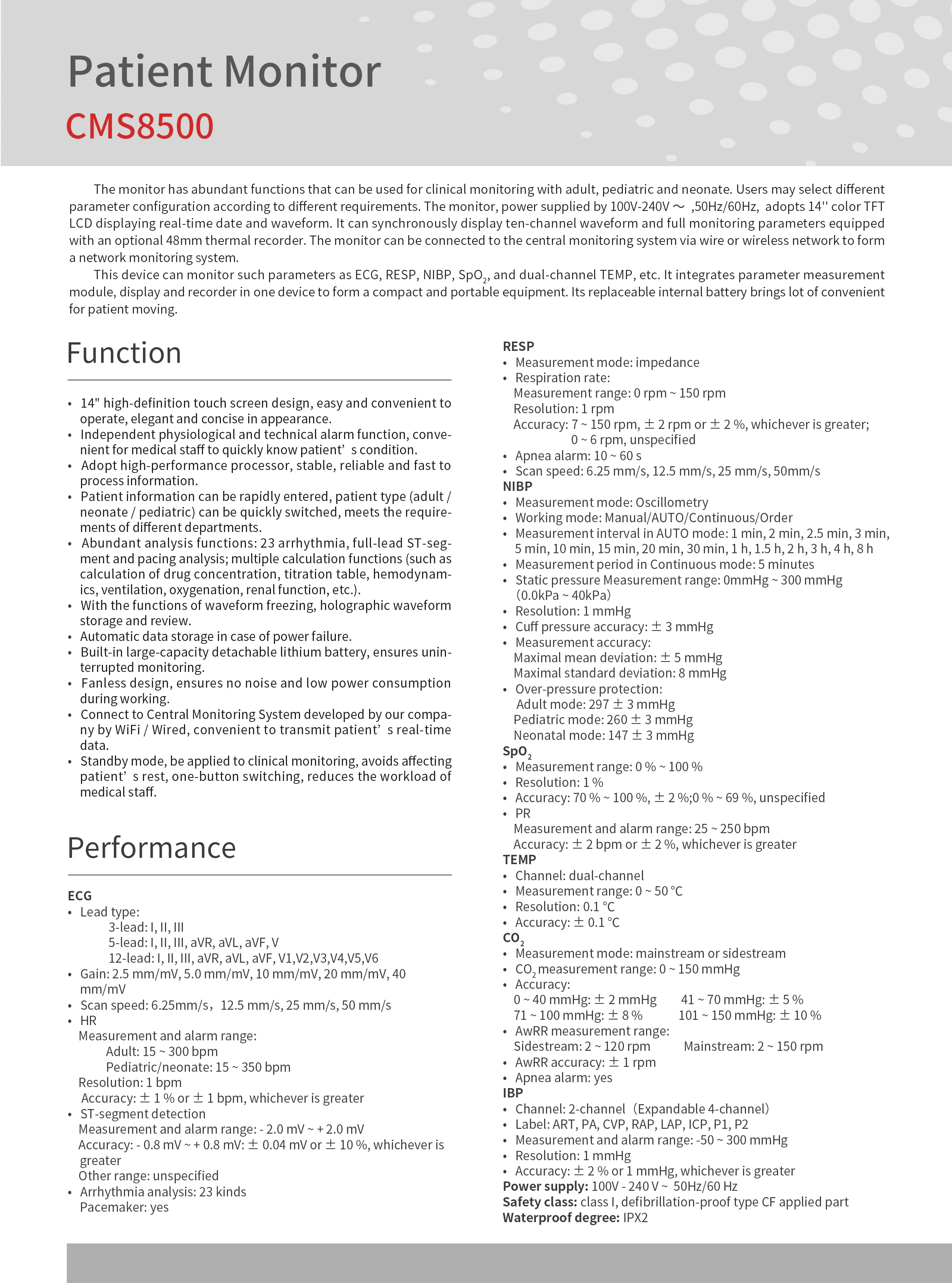 Contec Cms8500 Multiparameter Portable Vital Sign Monitor Cardioc ...