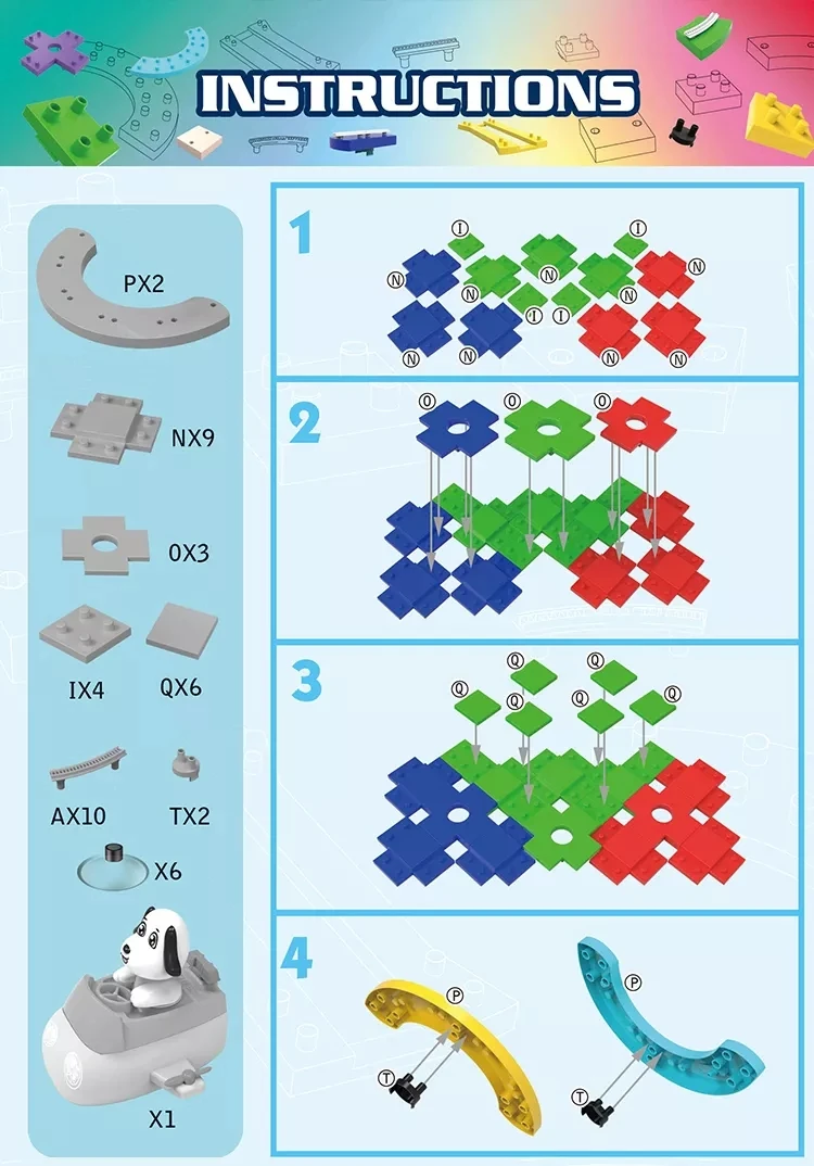 Education Kids Playing Track Puzzle Rail Car 44pcs Creative Diy ...