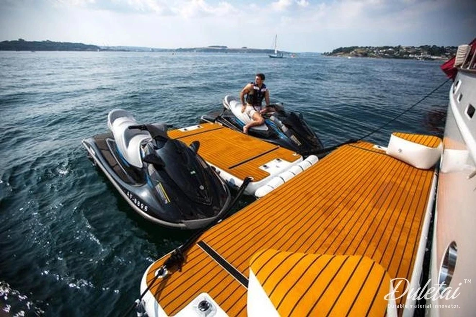 Wood Grain Drop Stitch Sun Deck - Inflatable Floating Dock