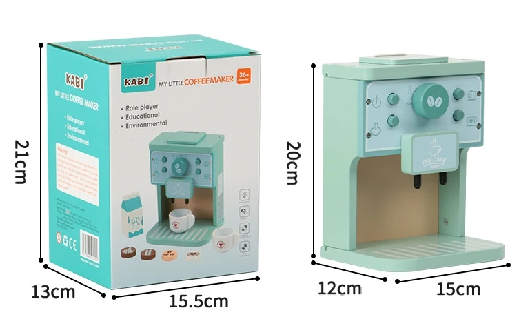 Multi Styles Kids Pretend Food Toy Vivid Wooden Coffee Machine Toy Set ...