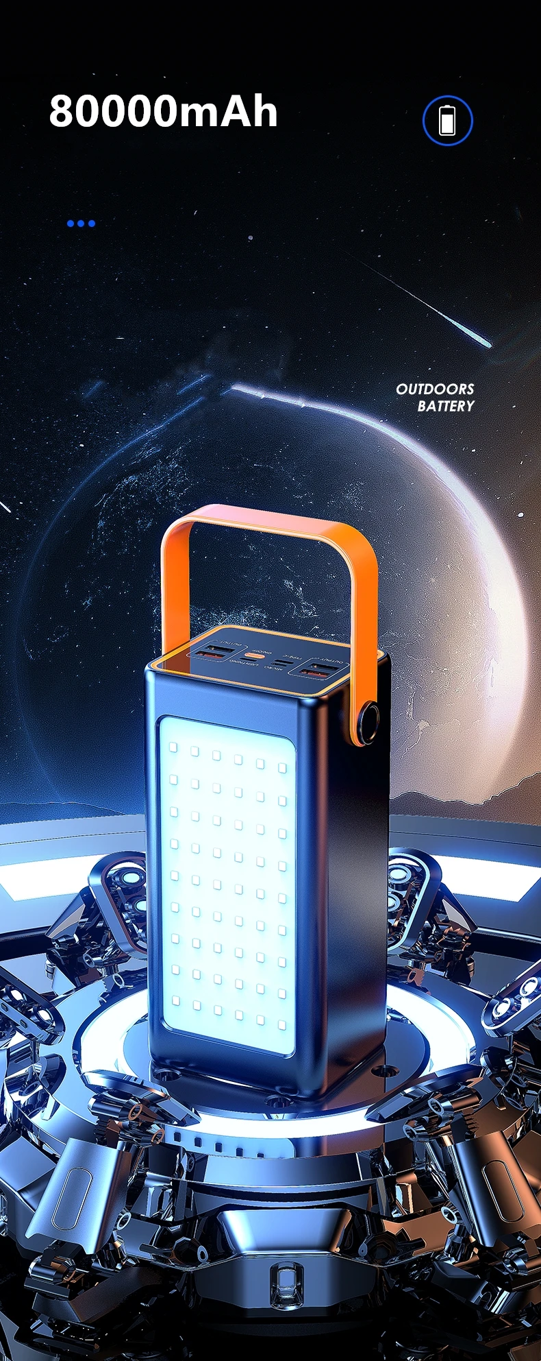 Top Quality 5 Output 80000mAh Super Power Bank LED Light High Capacity ...