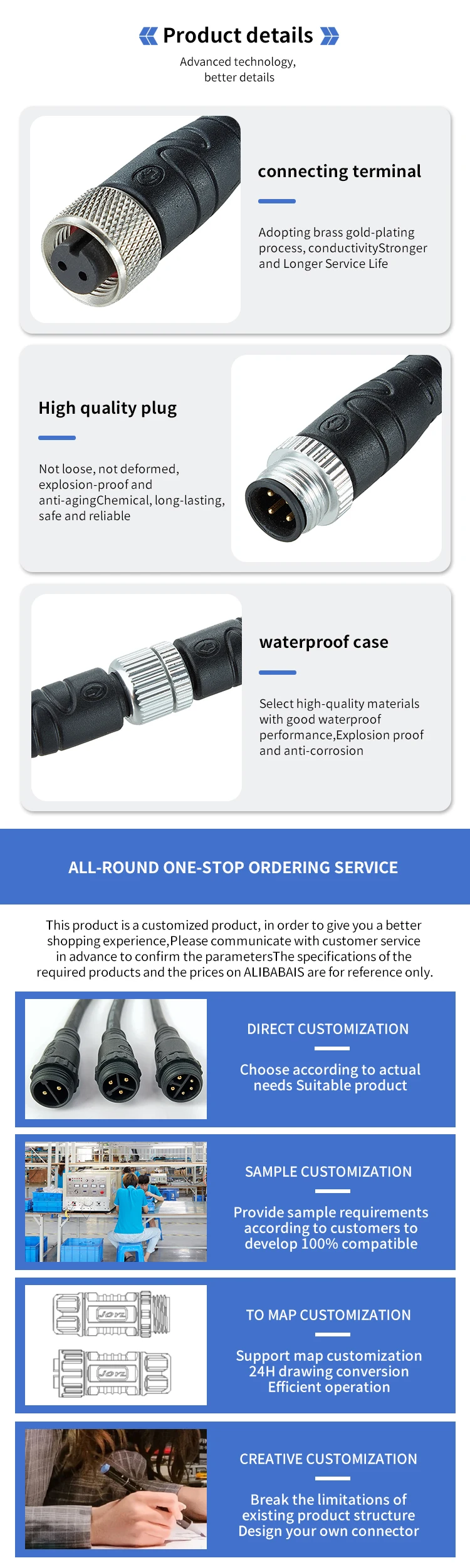 M12 Waterproof Connector Male And Female Metal Assembly Welding Wiring ...
