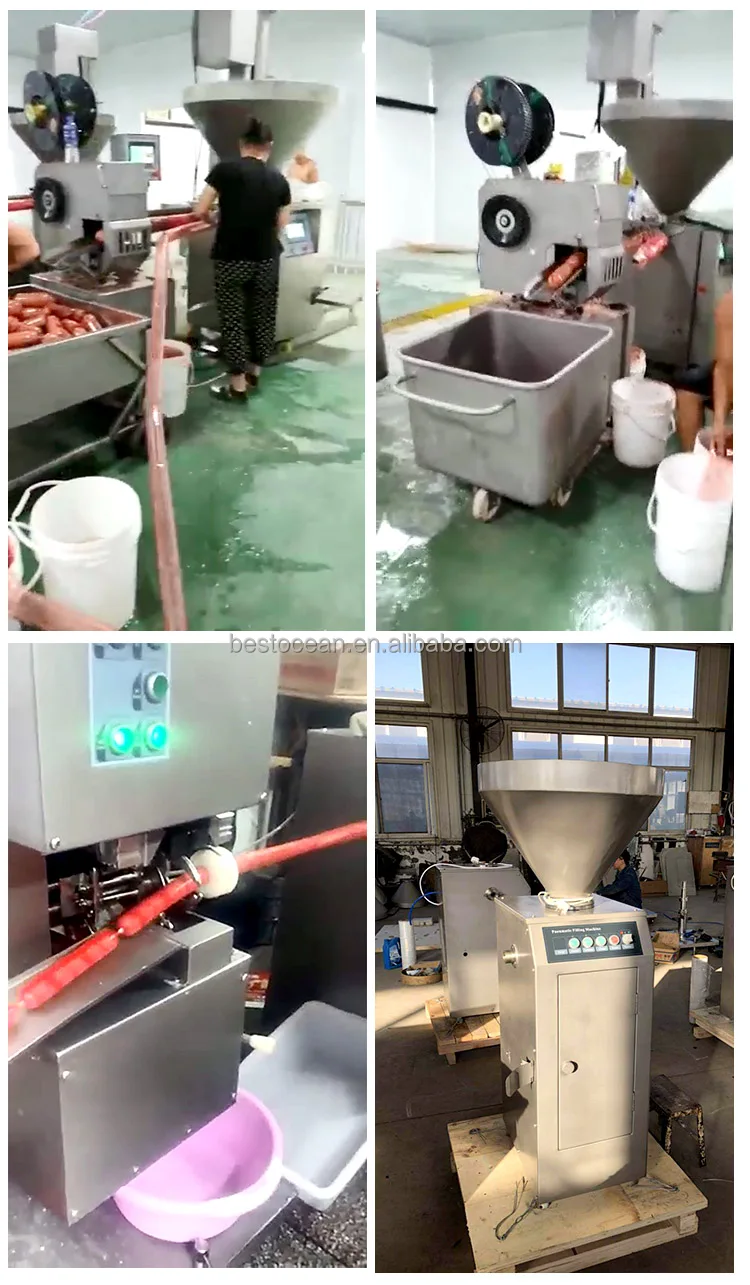 400-600kg Hydraulic Salami Stuffer Aluminium Clips Hot Dog Sausage Clipper Sausage Machine ...