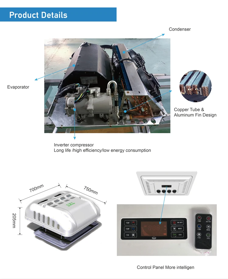 Very Small Dc 12v 12 Volt Roof Top Mounted Tractor Air Conditioner For ...
