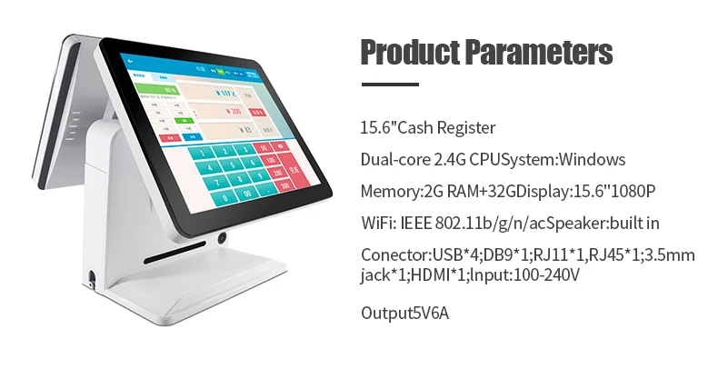15.6inch Dual Screen Cashier Counter with Printer & Scanner