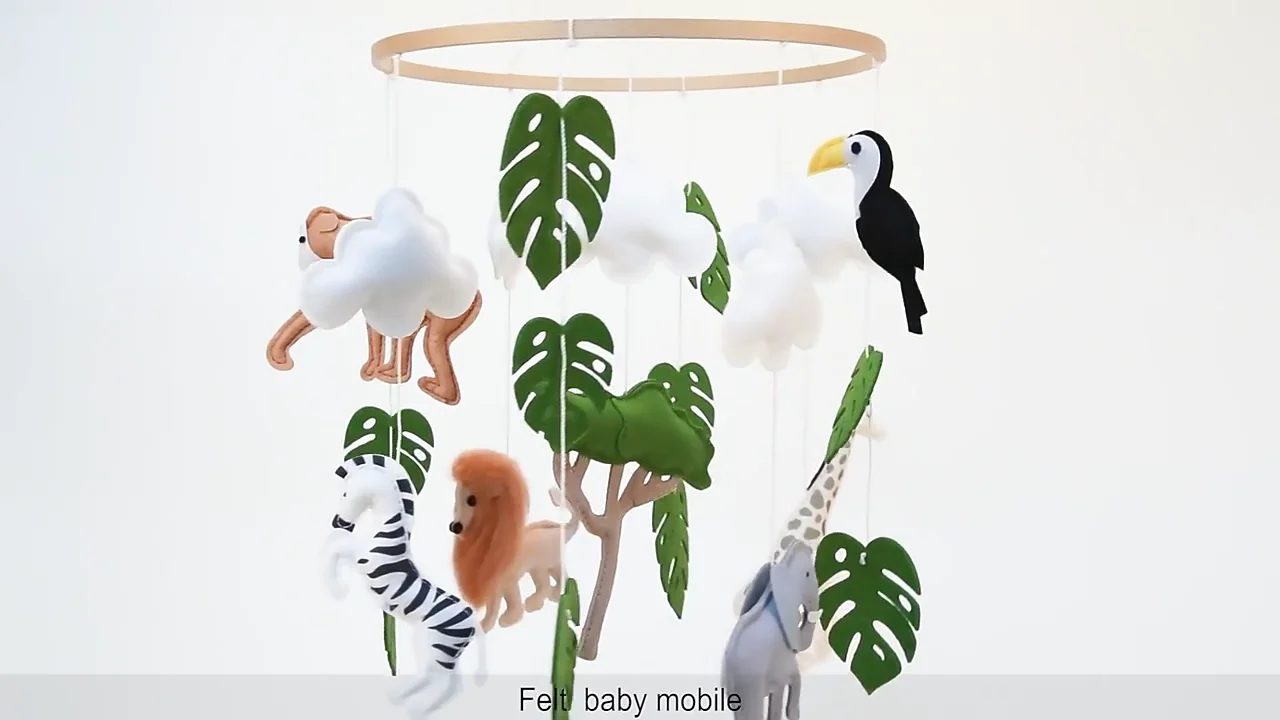 Felt Safari Animals Baby Mobiles Jungle Crib Mobile Baby Hanging Mobile ...