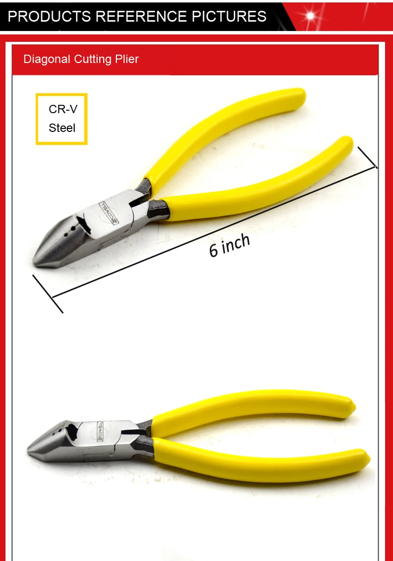 6 Inch Diagonal Cutting Plier with Striping Hole E Type End