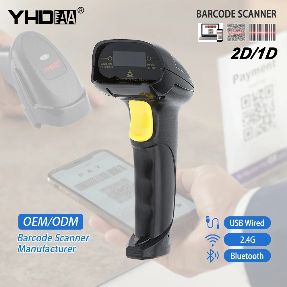 YHDAA 2D Bluetooth Wireless Barcode Reader Lector Codigo De Barras ...